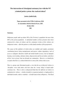 Territory Stories - The intersection of Aboriginal customary law with ...